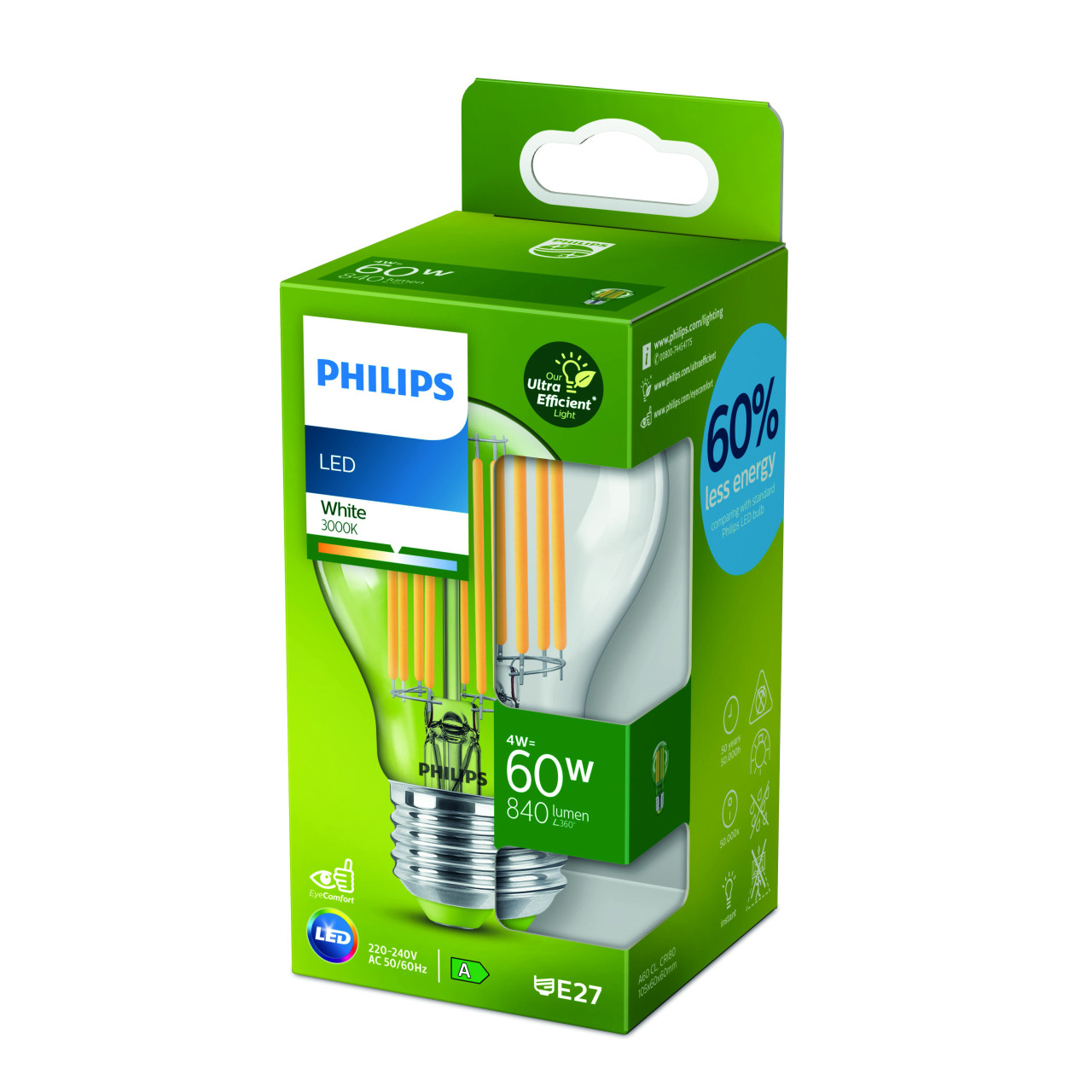 Led Cla 60W A60 E27 3000K Cl Eela Srt4 - PHILIPS - EKO:-
