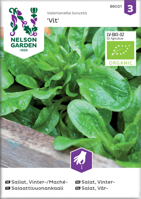 Nelson Pg3 Frö Sallat, Vinter-/Mâche-, Vit, Organic - NELSON GARDEN - EKO:-