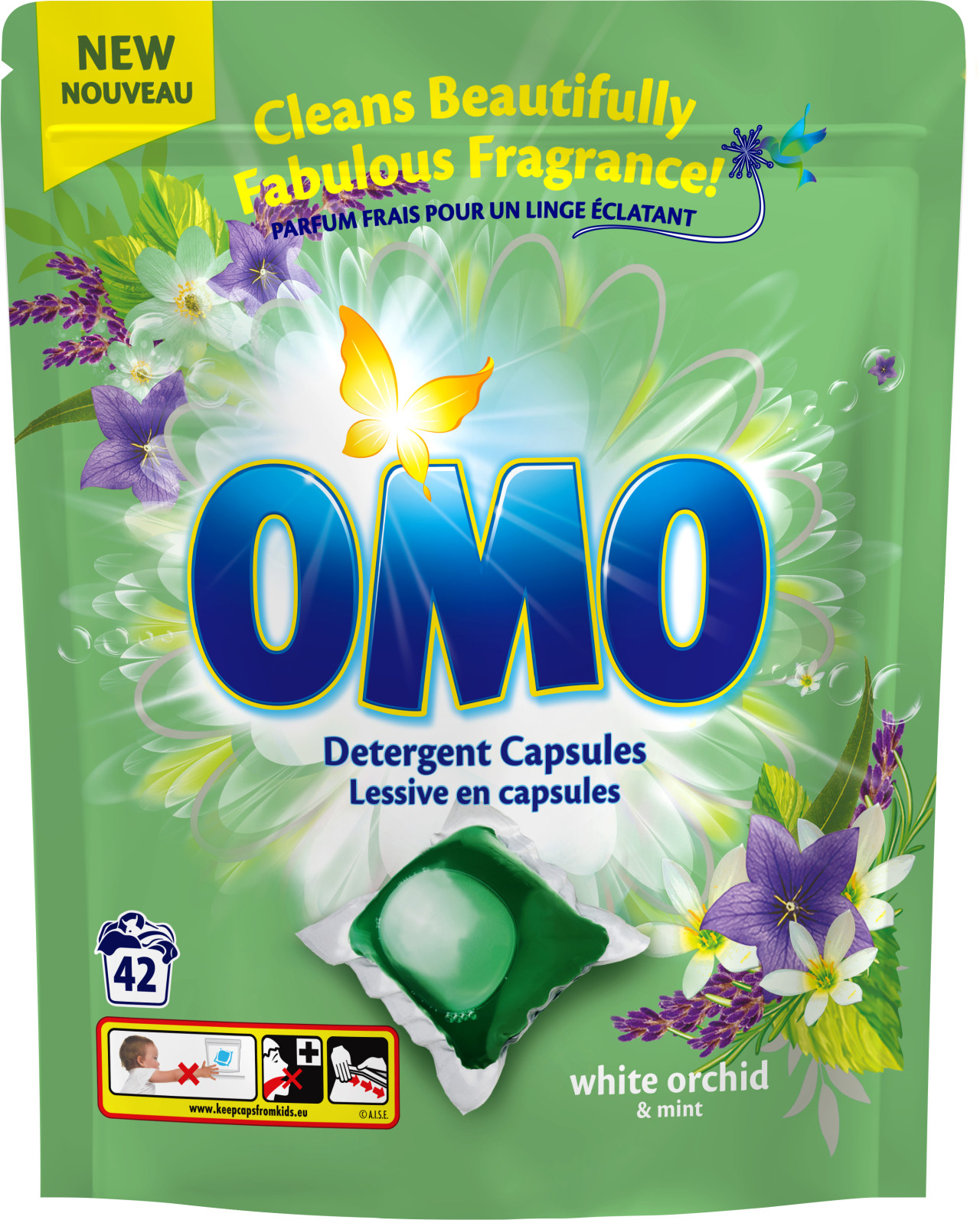 Tvättkapslar - OMO DETERGENT CAPSULES WHITE ORCHID - 42-kapslar - EKO:-