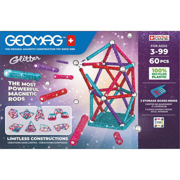 Geomag Glitter Recycled 60Delar - Geomag - EKO:-