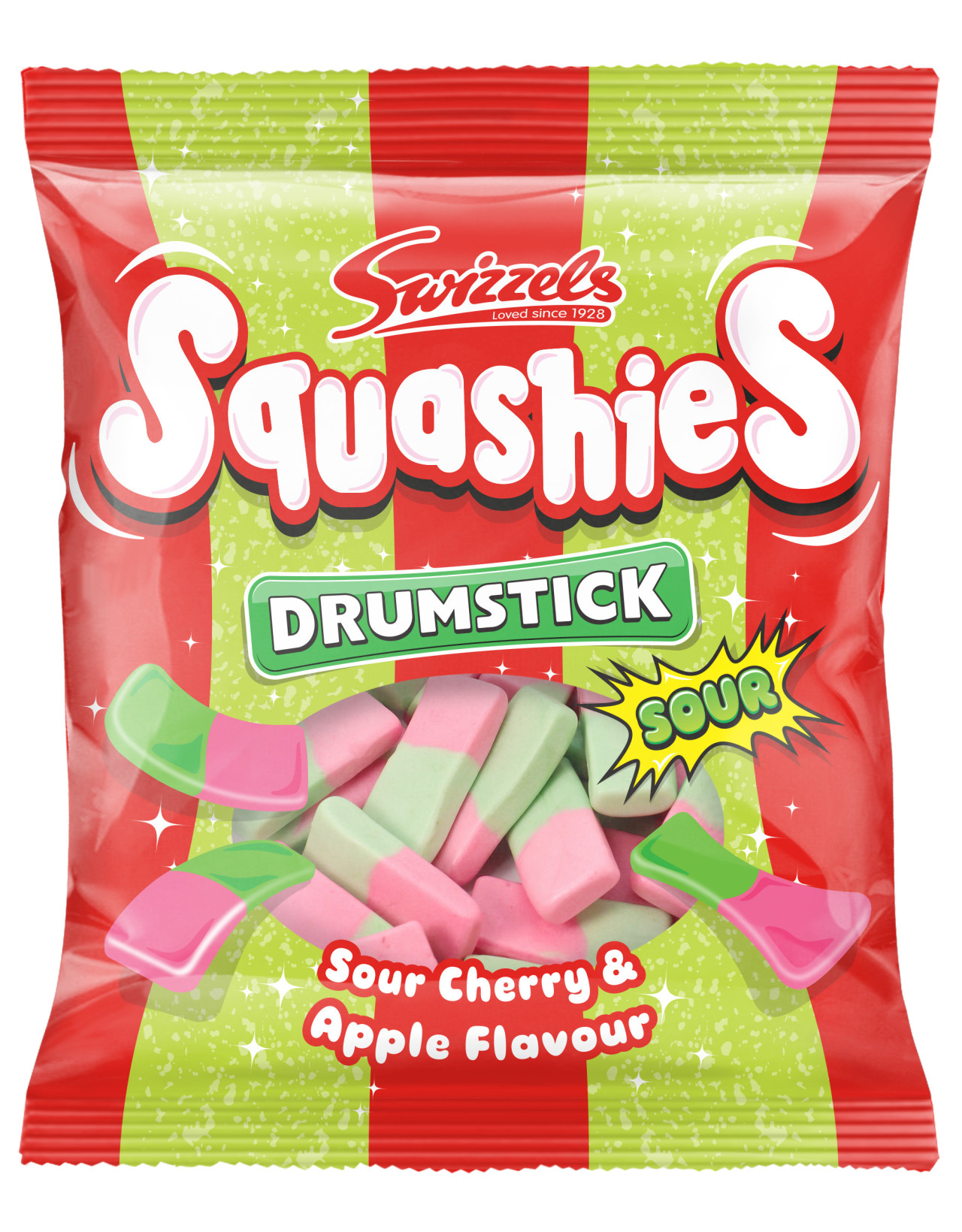 Drumstick Squashies Cherry&Apple 140G - Swizzels - EKO:-