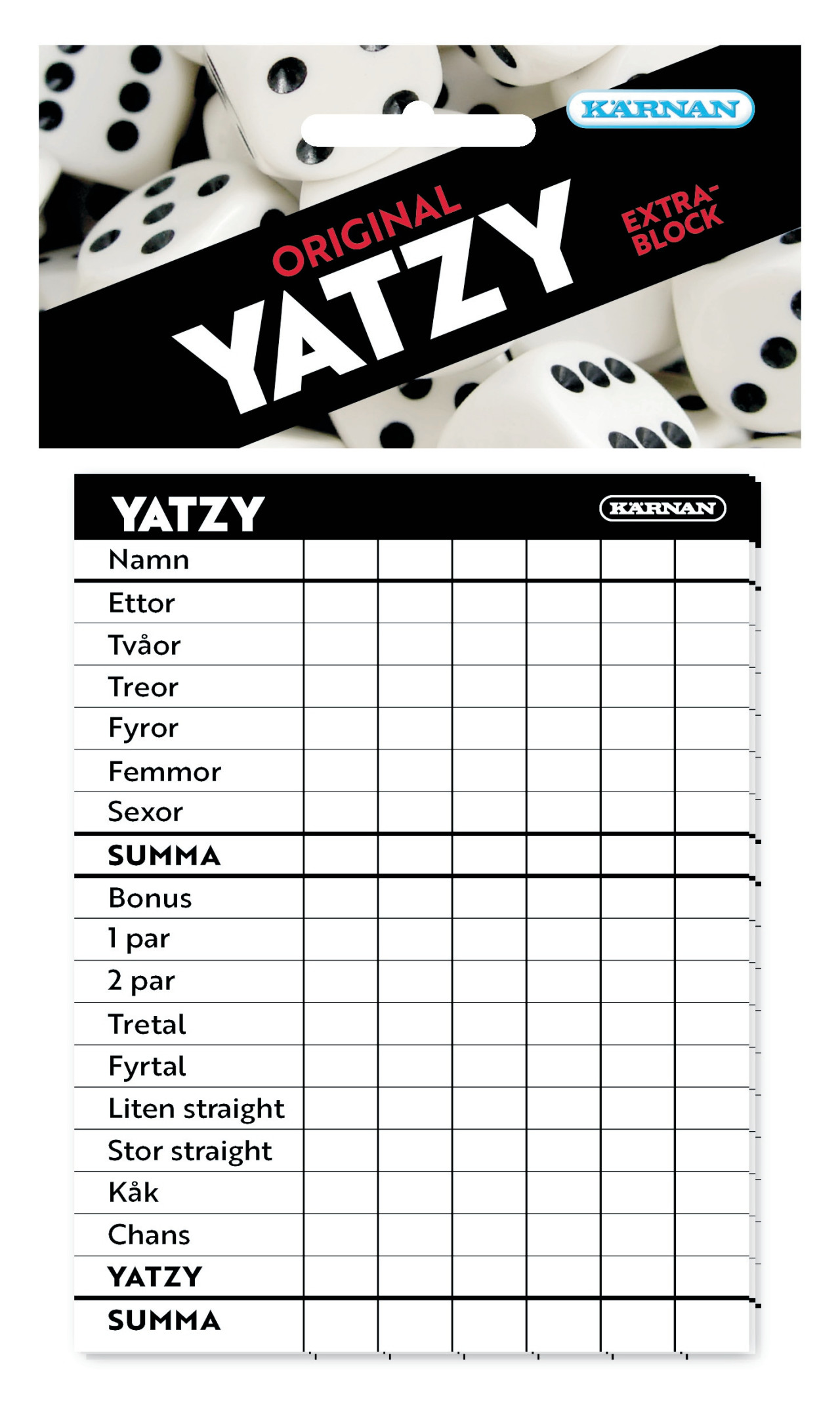 Kärnan Spel Extrablock Till Yatzy Original - EKO:-