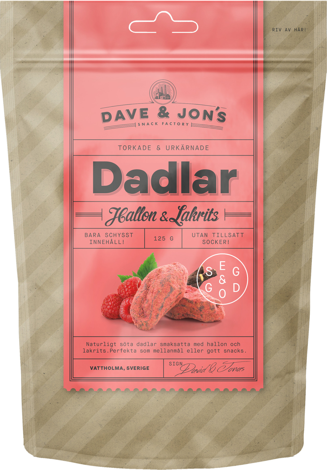 Dadlar Hallon/Lakrits 125G - DAVE&JON´S - EKO:-