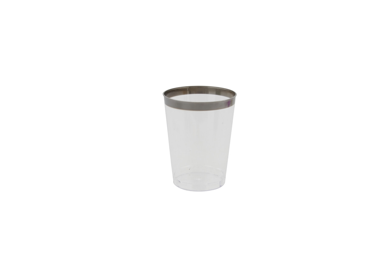 Plastmugg 9,5Cm Hög 8Pk Transparent Med Silverkant - Hedlund - EKO:-