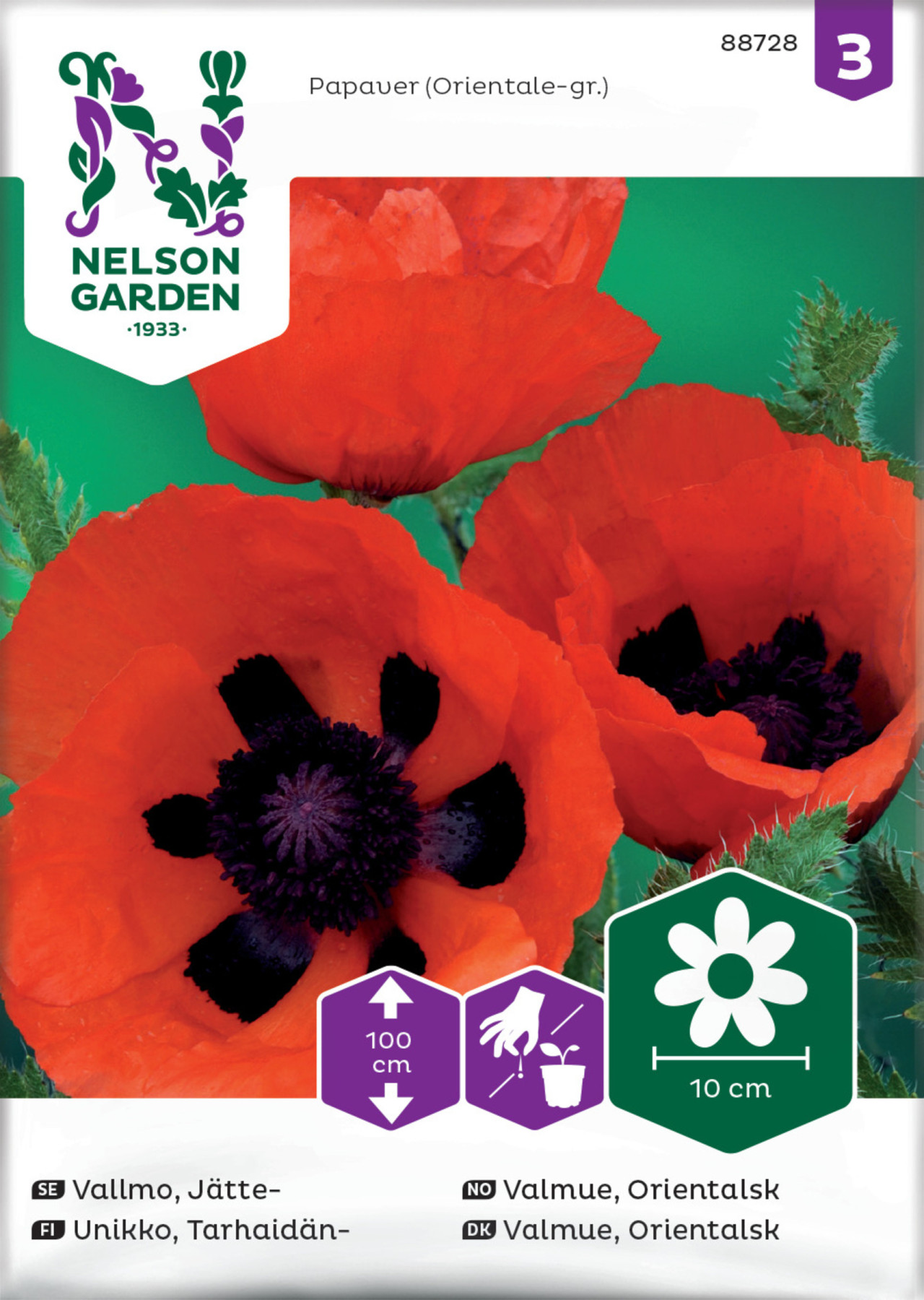 NELSON PG3 FRÖ VALLMO, JÄTTE-, ORANGERÖD - EKO:-