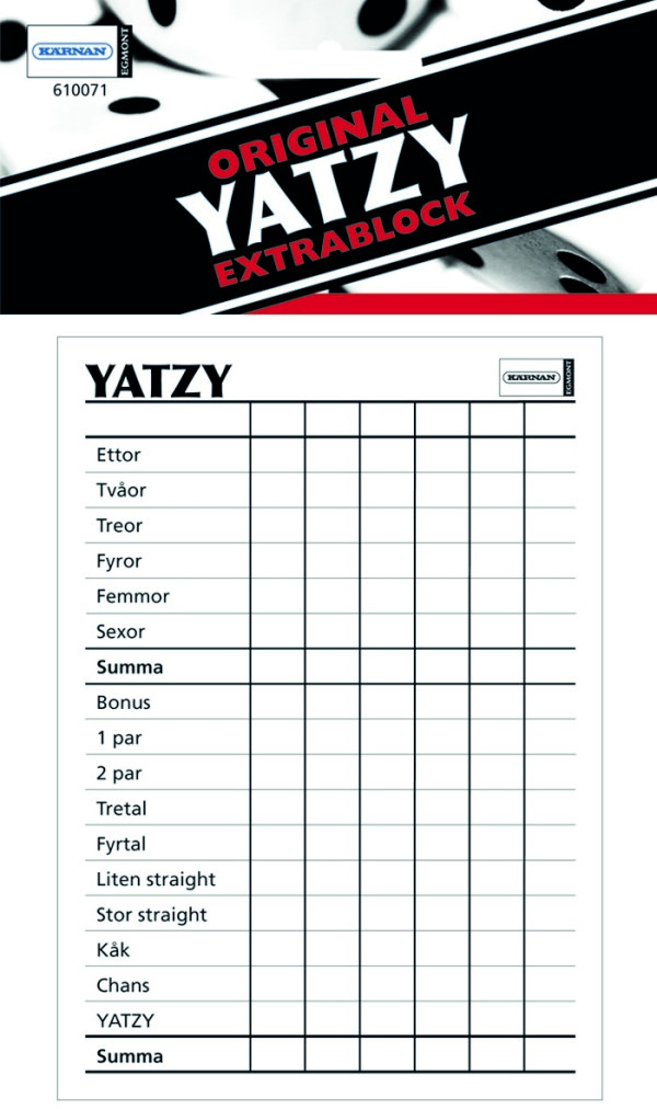 Extrablock Yatzy - KÄRNAN - EKO:-