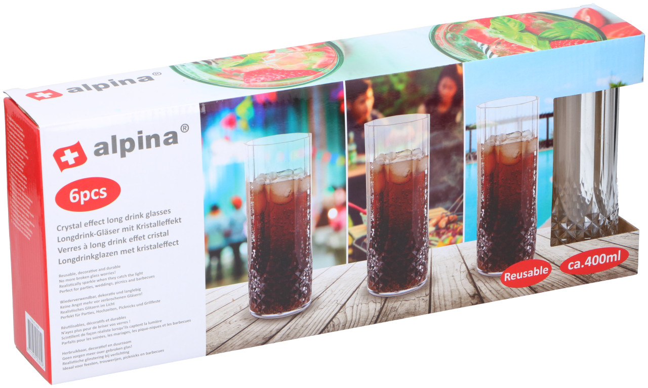 Longdrinkglas Plast 400Ml 6P - Alpina - EKO:-