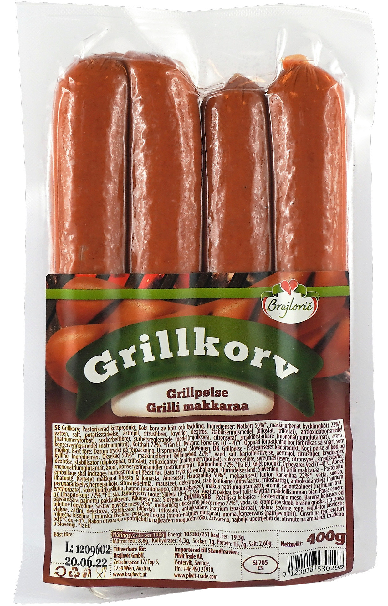 Grillkorv 400G - Brajlovic - EKO:-