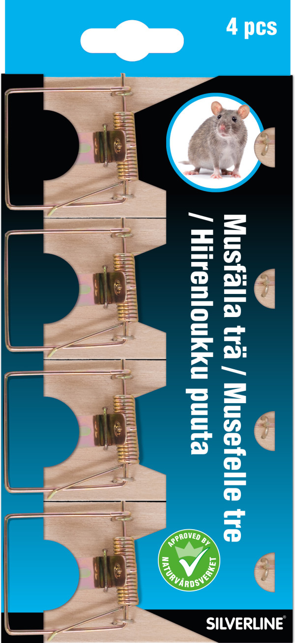 SILVERLINE MUSFÄLLA TRÄ 4P - EKO:-