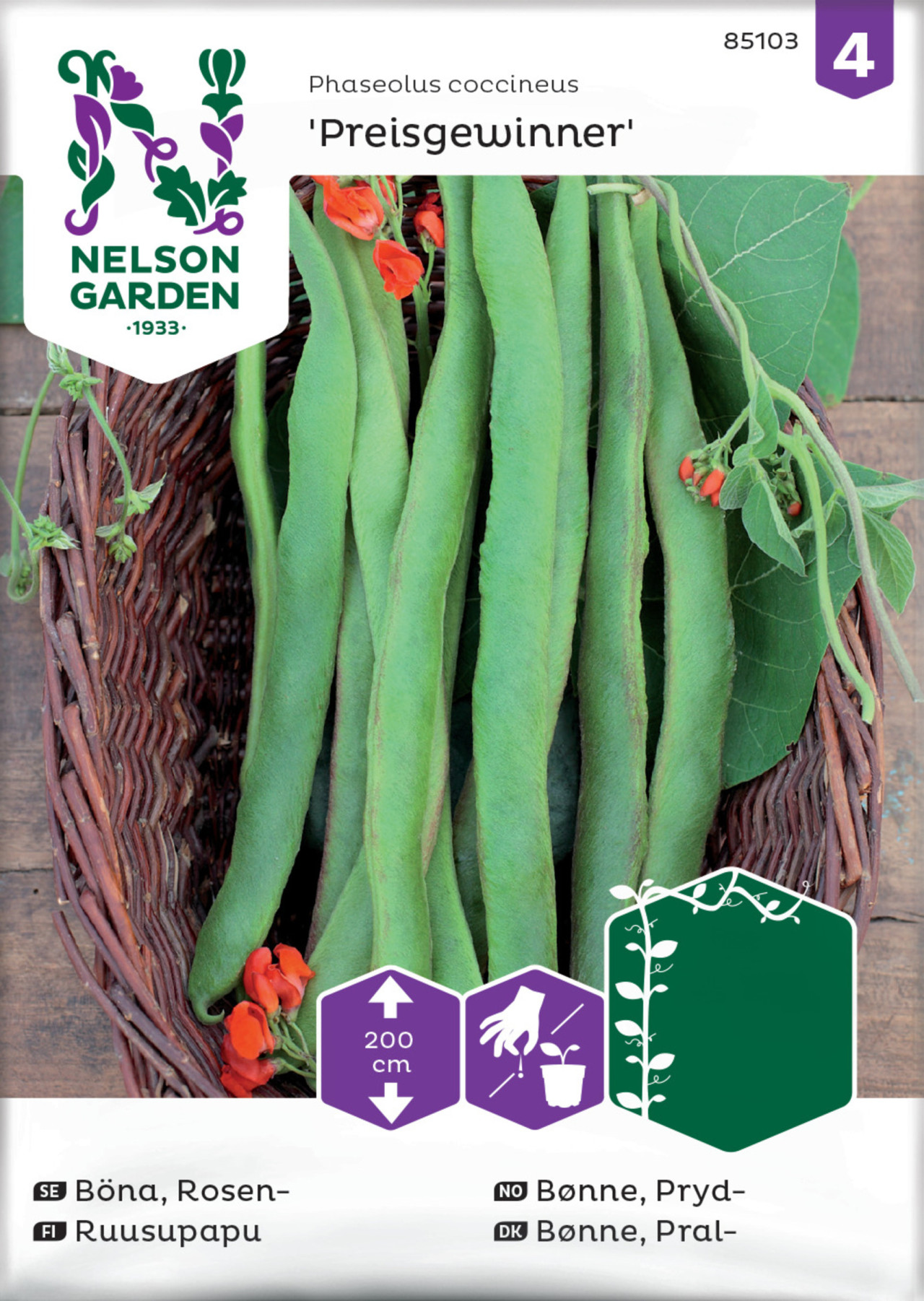 NELSON PG4 FRÖ BÖNA, ROSEN-, PREISGEWINNER - EKO:-