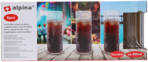 Longdrinkglas Plast 400Ml 6P - Alpina - EKO:-